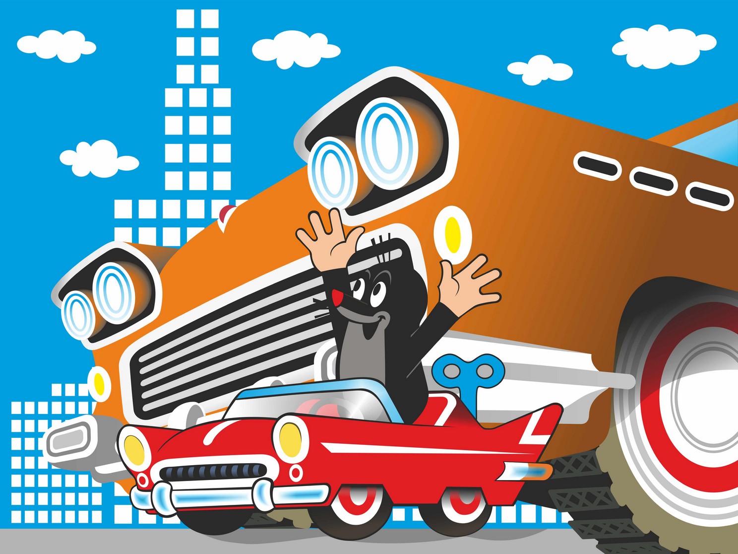 FOTOTAPETA KRTEK A AUTÍČKO | Pokojík